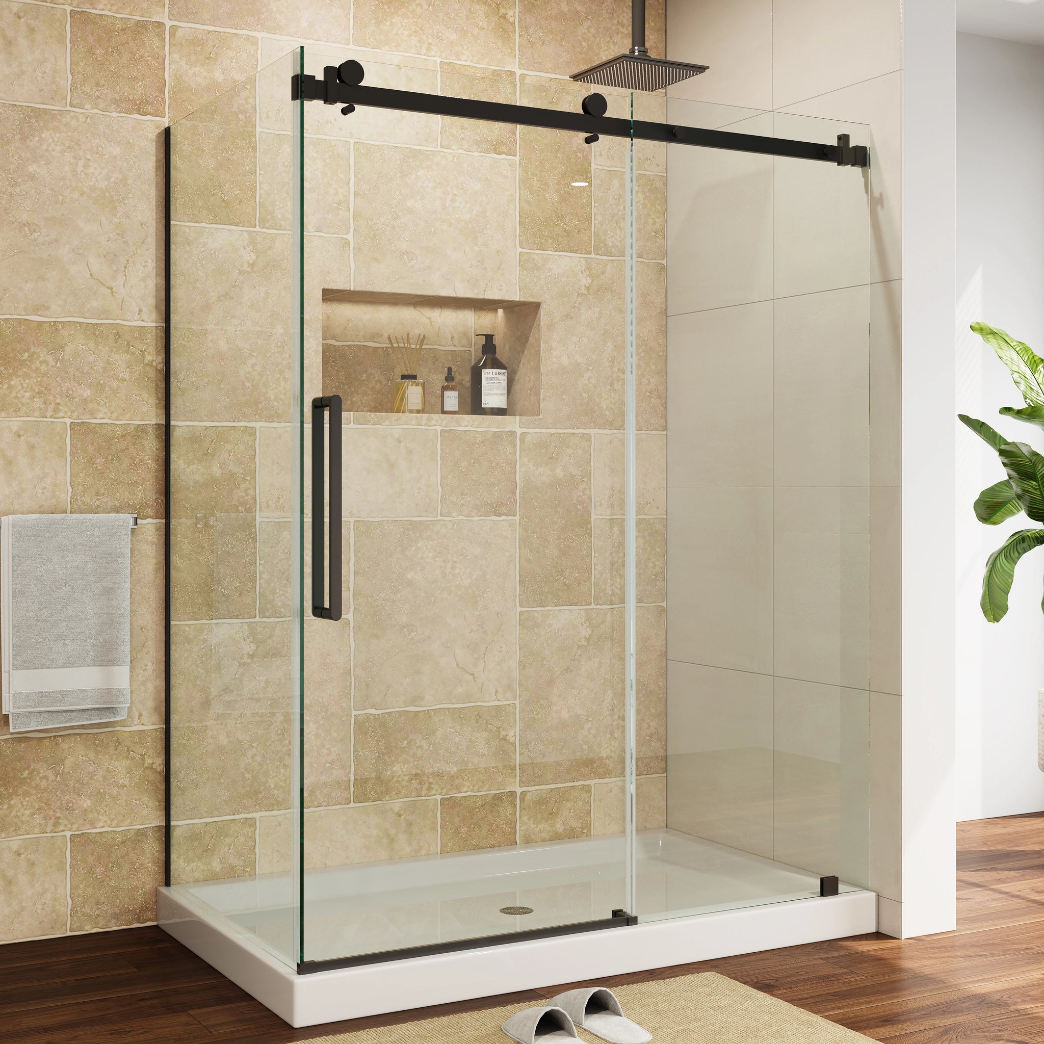 Frameless Sliding Shower Enclosure with Modern Design